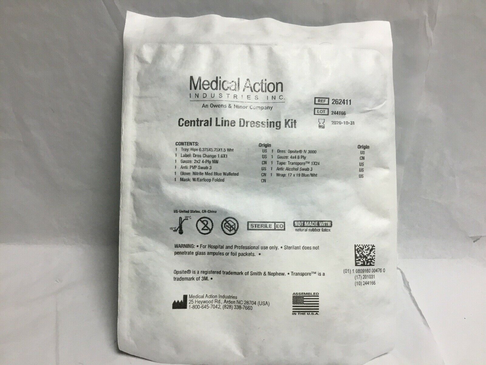 Medical Action Industries Inc. Central Line Dressing Kit (38KMD)