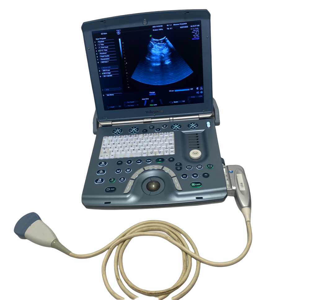 GE VOLUSON E PORTABLE ULTRASOUND MACHINE WITH 1 PROBE (AB2-7-RS)